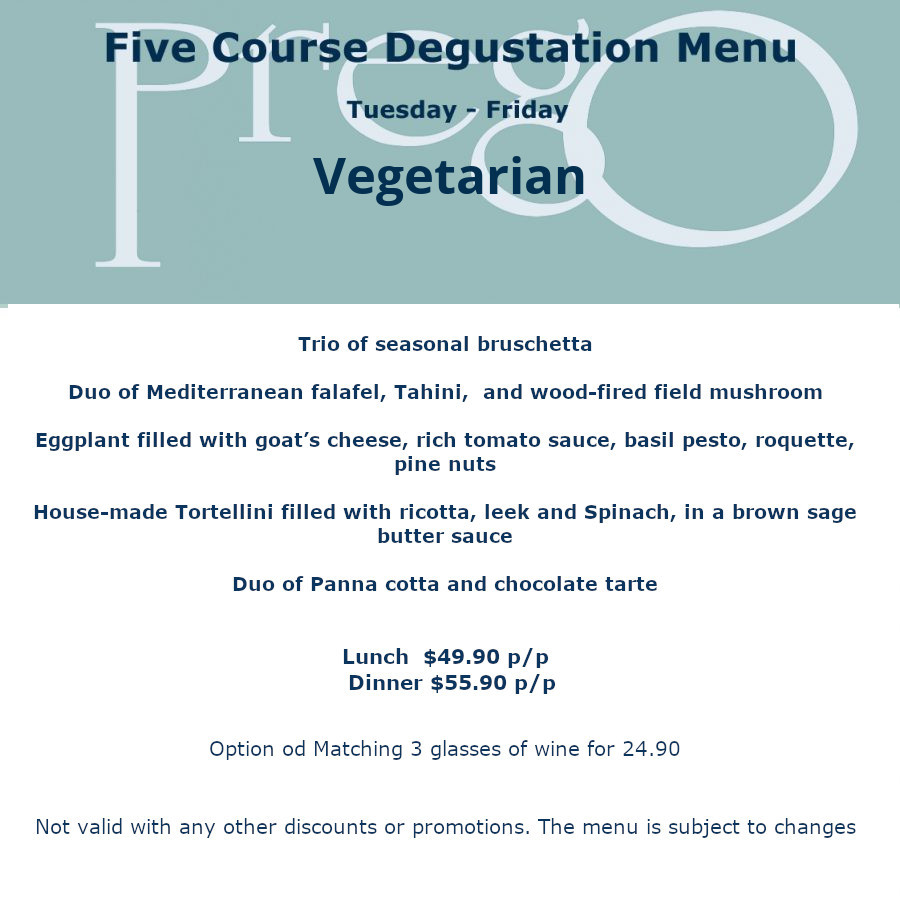 Authentic Degustation Menu Restaurant Perth | Prego Restaurant